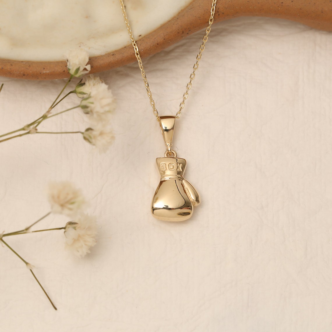 14K Gold Boxing Glove Necklace,boxing Glove Necklace, Boxing Glove Pendant, 14k Gold Boxing ...