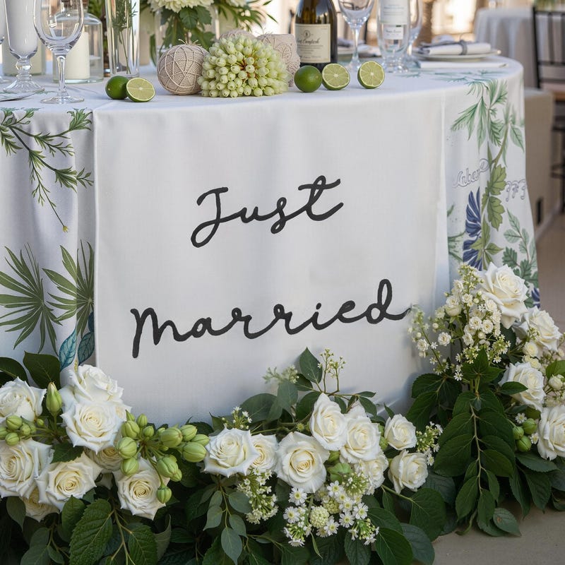 Just Married Linen Fabric - Etsy UK