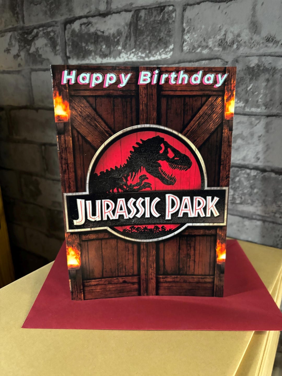 Jurassic Park Classic Dinosaur Movie Birthday Card Happy Birthday Card ...