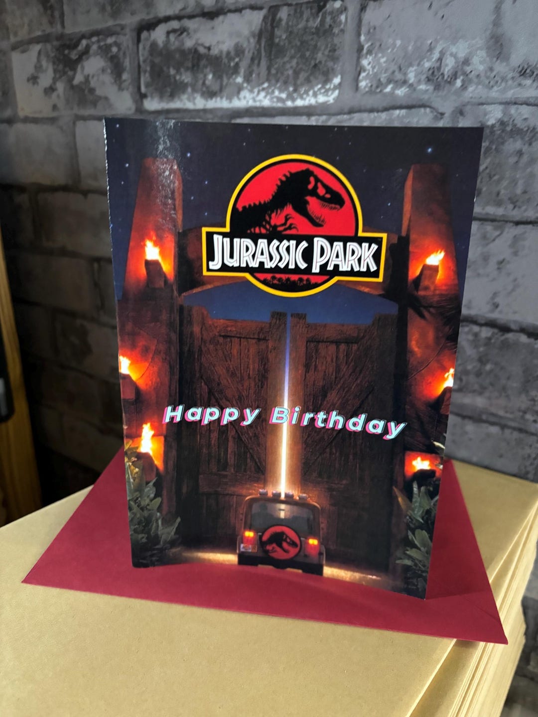 Jurassic Park Classic Dinosaur Movie Birthday Card Happy Birthday Card ...