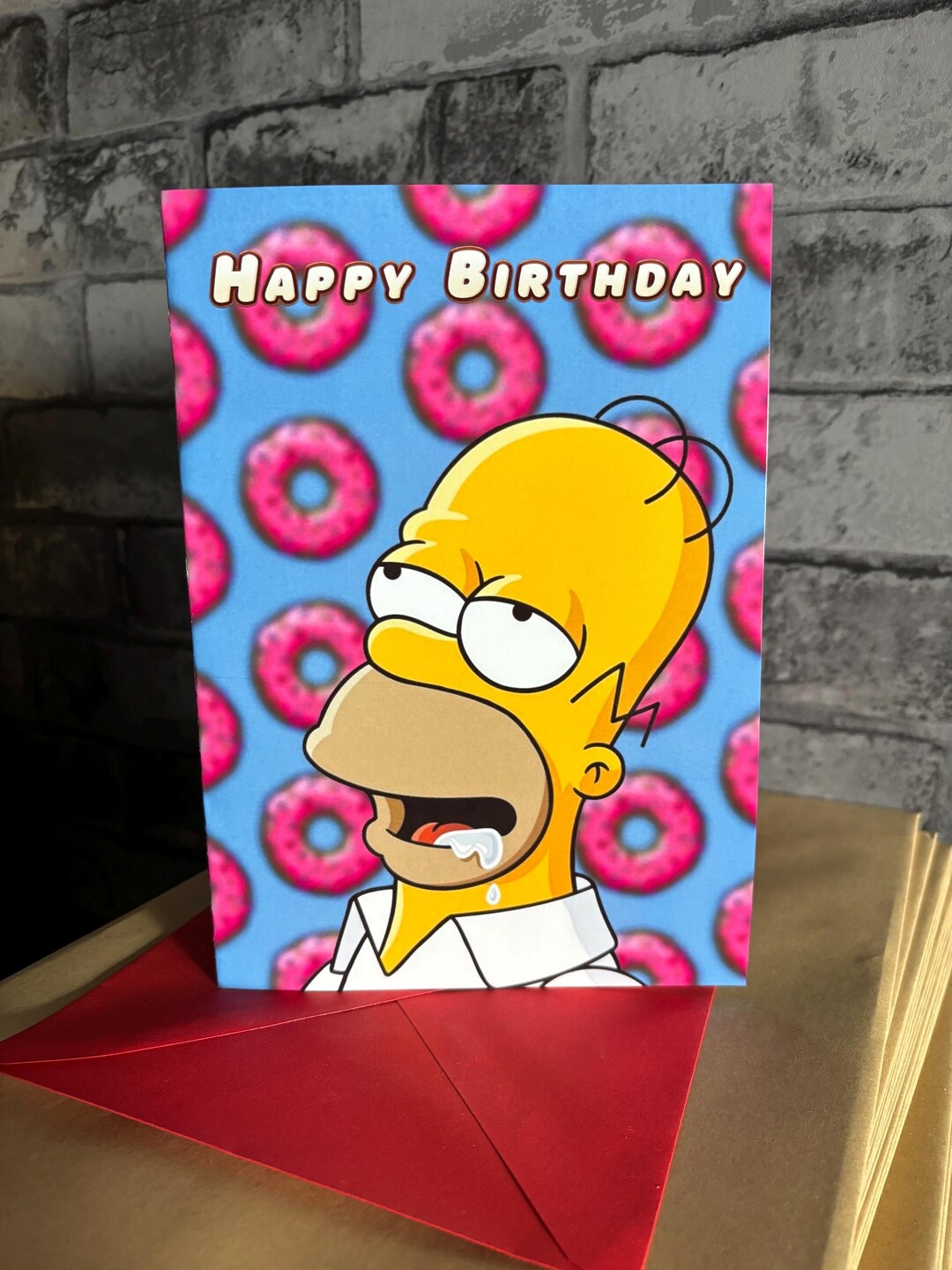 Homer Simpson/the Simpsons Happy Birthday Card With Luxury Envelope - Etsy