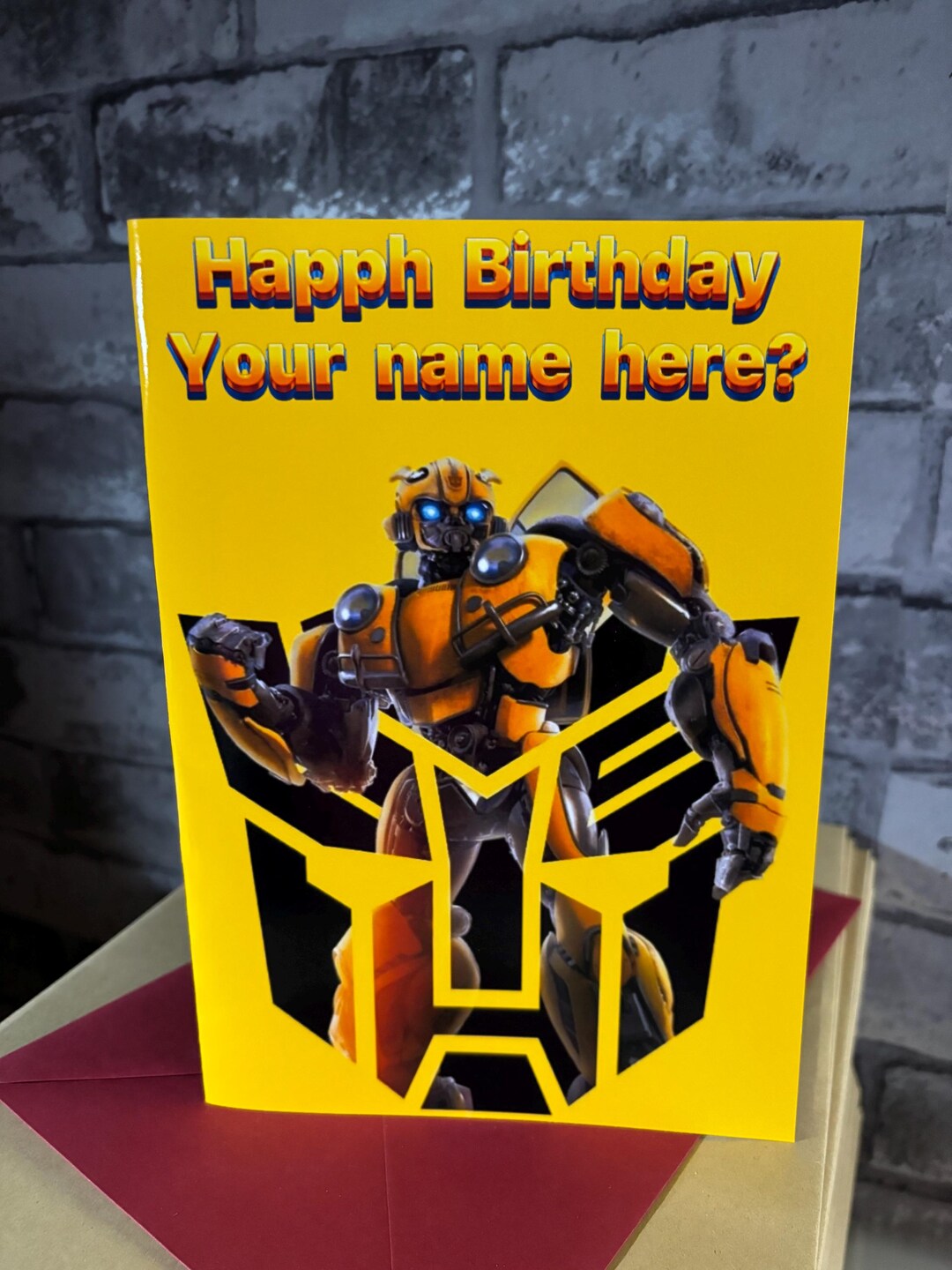 Bumblebee Transformers Birthday Card,with Personalised Name of Your ...