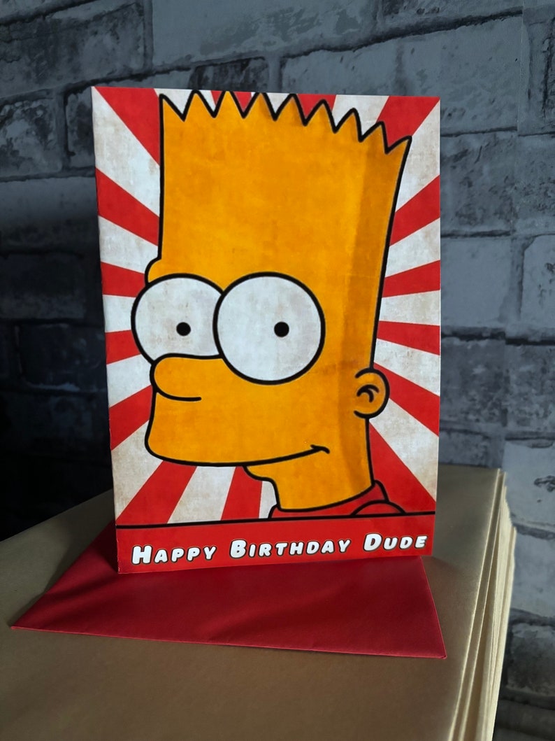 Bart Simpson/the Simpsons Happy Birthday Card With Luxury Envelope - Etsy
