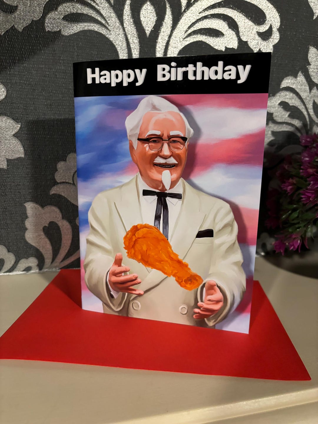 KFC Chicken Colonel Sander Funny Birthday Card Happy Birthday, With ...