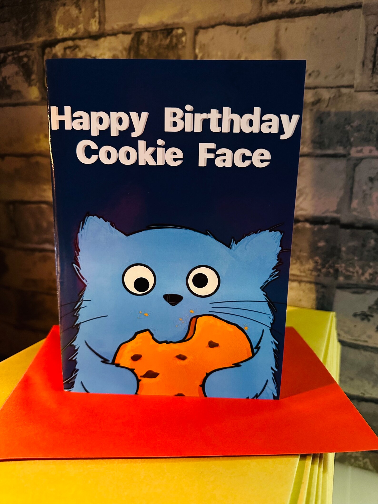 Funny Cookie Monster Cat Happy Birthday Card With Luxury Envelope - Etsy