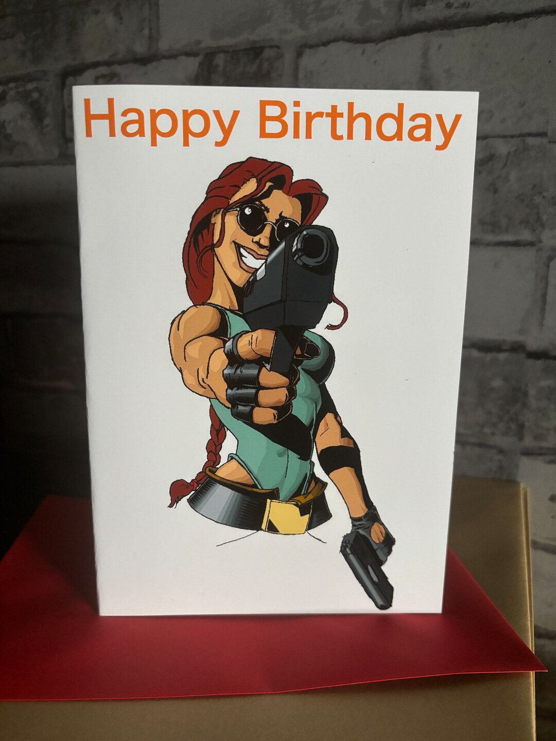 Tomb Raider/lara Croft Happy Birthday Card With Luxury Envelope - Etsy