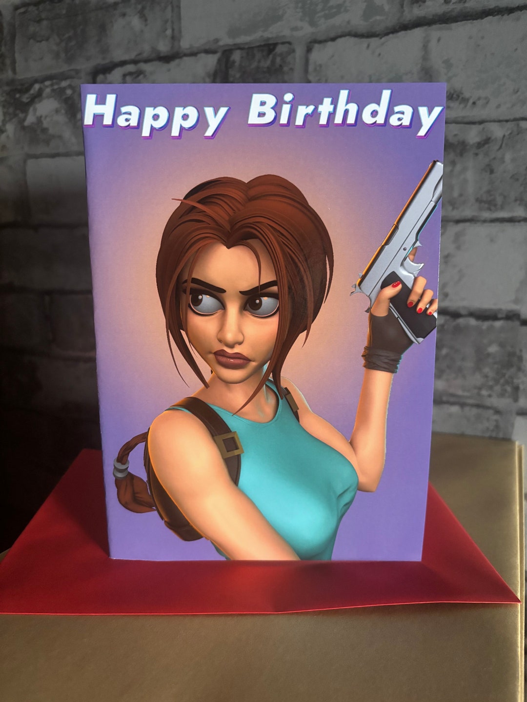 Tomb Raider/lara Croft Happy Birthday Card With Luxury Envelope - Etsy