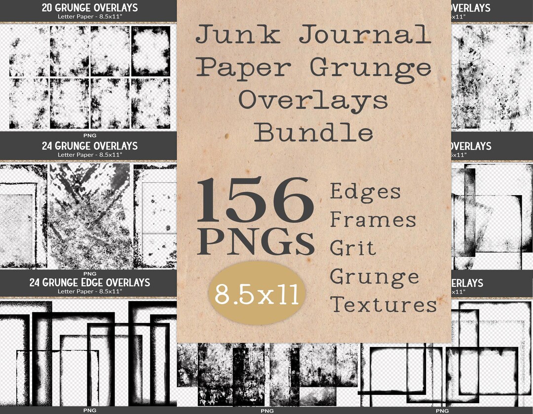 Letter Page Frames and Grunge Texture Overlays, 156 Vignette Frame ...