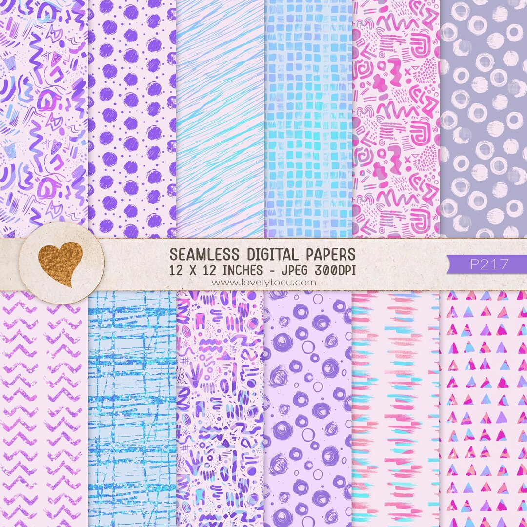 80s Mauve Scribbles Digital Papers, Seamless Paper Background ...