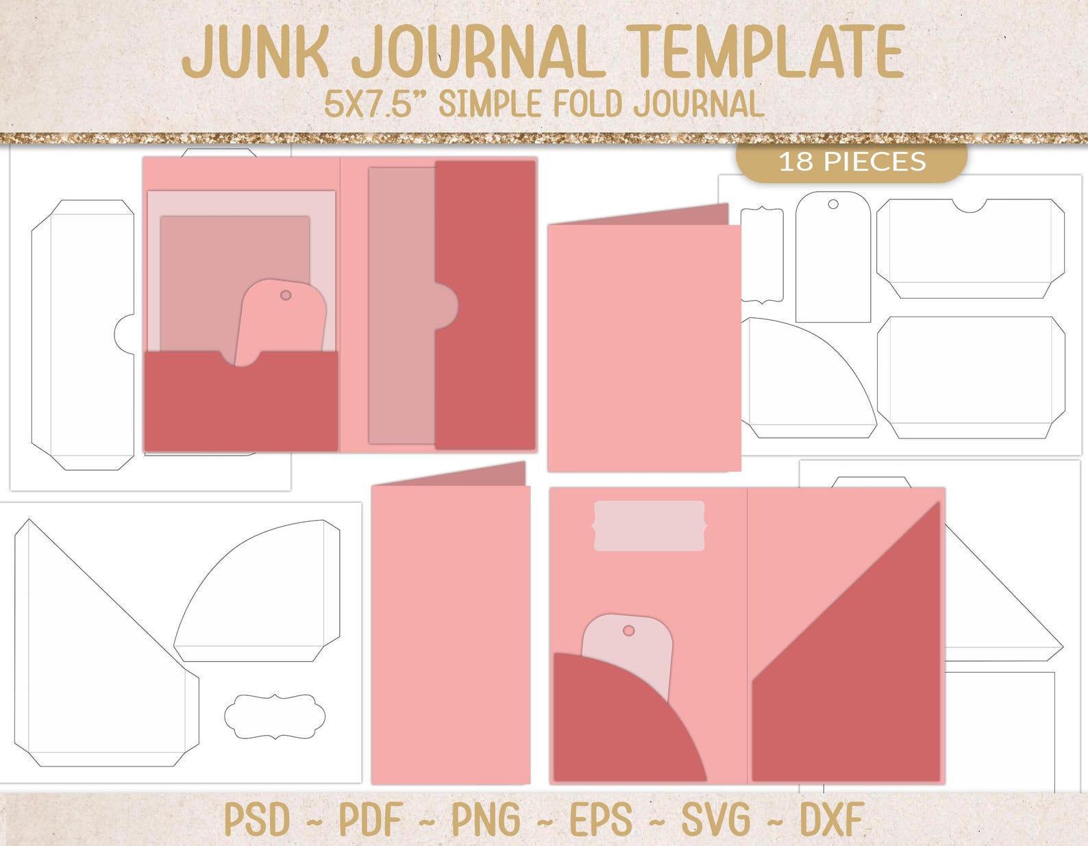 Simple Fold Folio Builder With Pockets and Folding Cards, Junk Journal ...