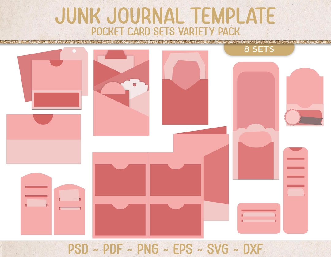 Junk Journal Pocket Cards and Tags, Mini Journaling Accessories, PSD ...