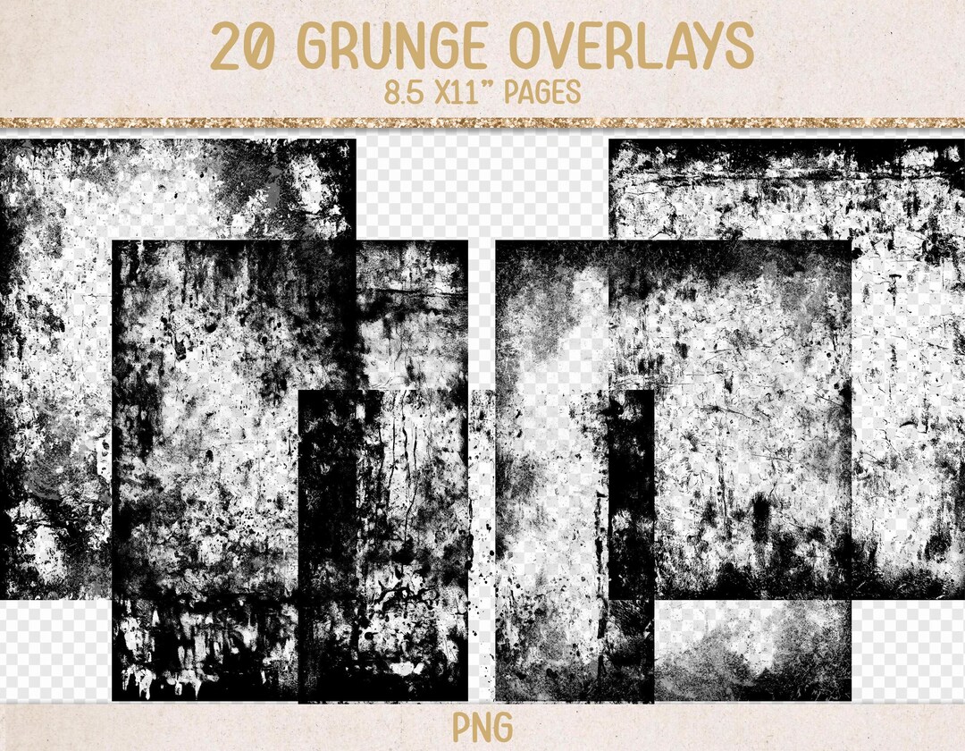 Grungy Texture Overlays, Letter Page PNG Overlays, Distressed Aged ...