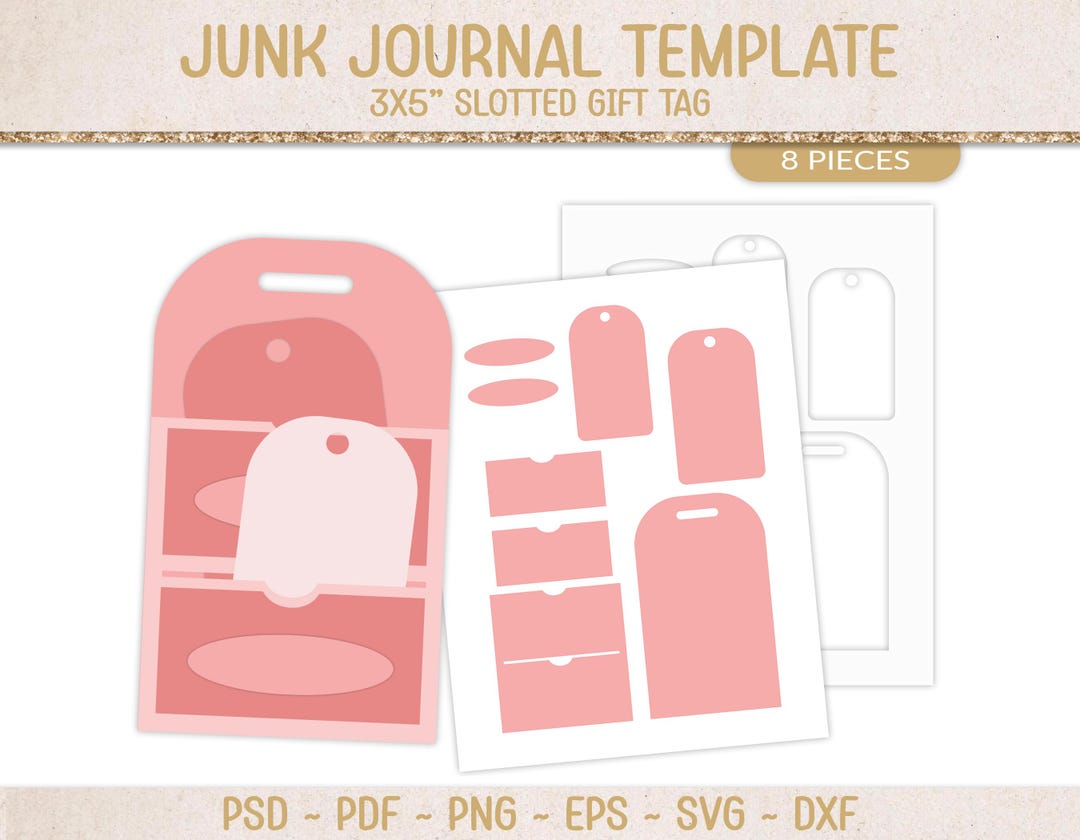 Slotted Gift Tag Set, Make Your Own, Junk Journal Template, Blank SVG ...