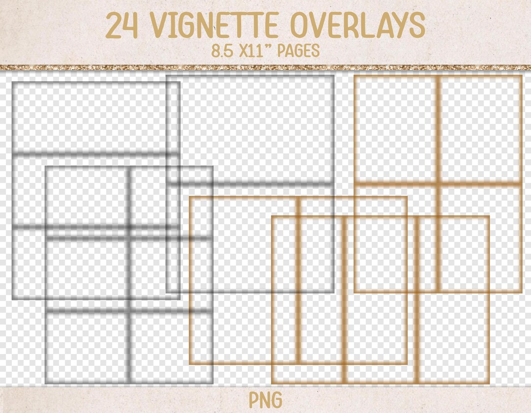 Vignette Frames, Letter Page PNG Overlays, Black, Antique and White ...
