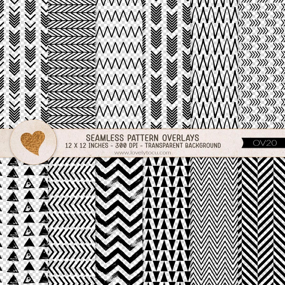 Chevron and Arrow Overlays, 12 Seamless Png Papers With Transparent ...