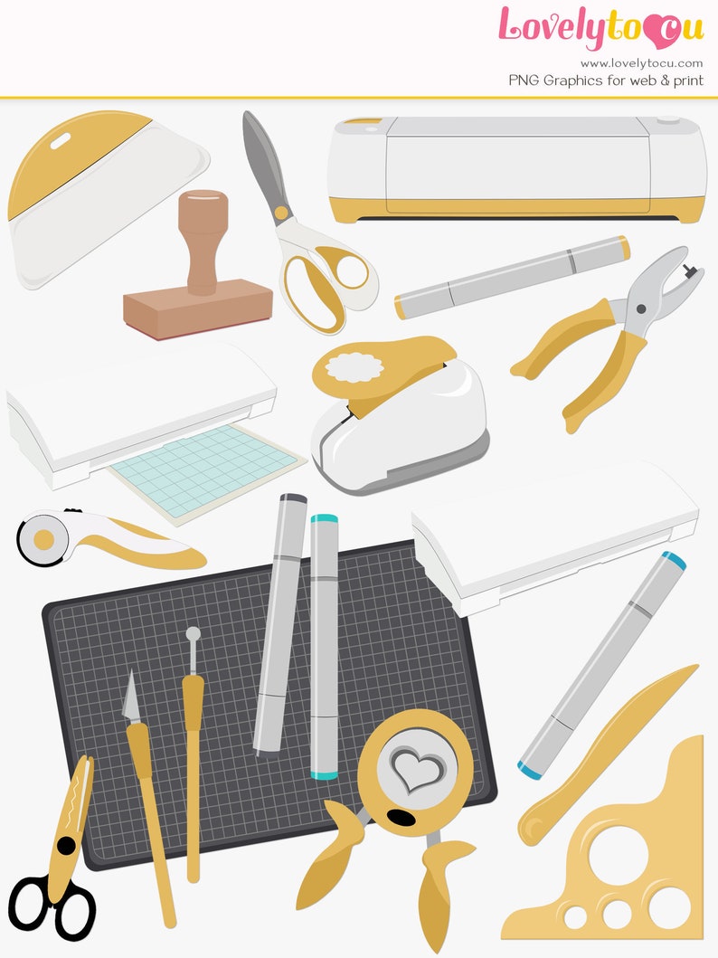 Crafting clip art set crafter and maker tools for silhouette | Etsy