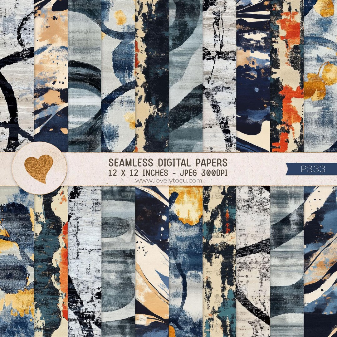 Navy Gold Textures Digital Paper, 20 Seamless Paper Backgrounds, Blue ...