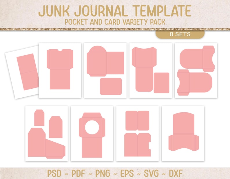 Pocket Card Templates Bundle, Open Top Envelope With Card, SVG Cutting ...