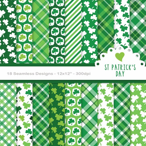 St. Patrick's Day Digital Paper and Clip Art Clipart - Etsy