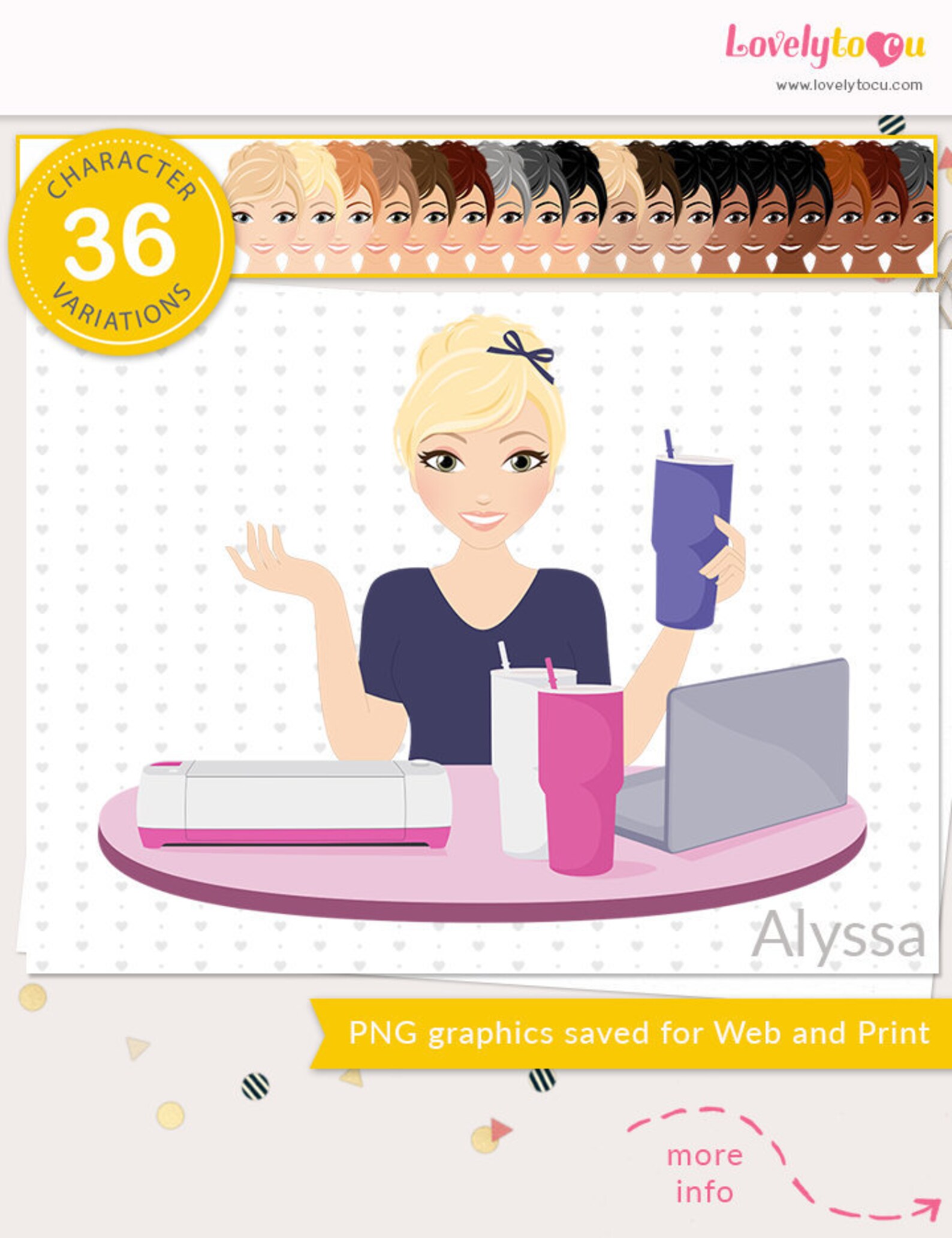 Crafter girl clipart vinyl cutting woman character crafting | Etsy