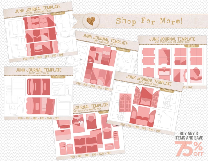 Junk Journal Pocket Cards and Tags, Mini Journaling Accessories, PSD ...