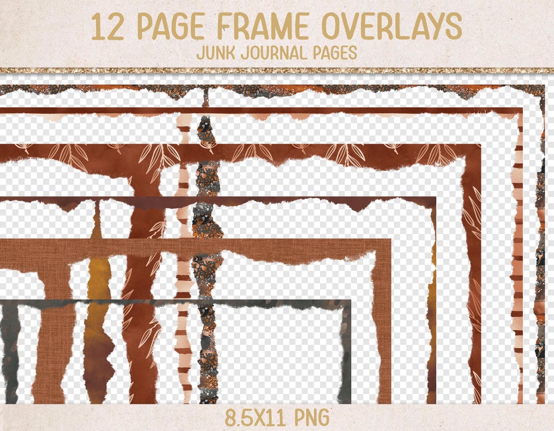 Letter Page Double Vignette Frame, Junk Journal Page Edges, Distressed ...