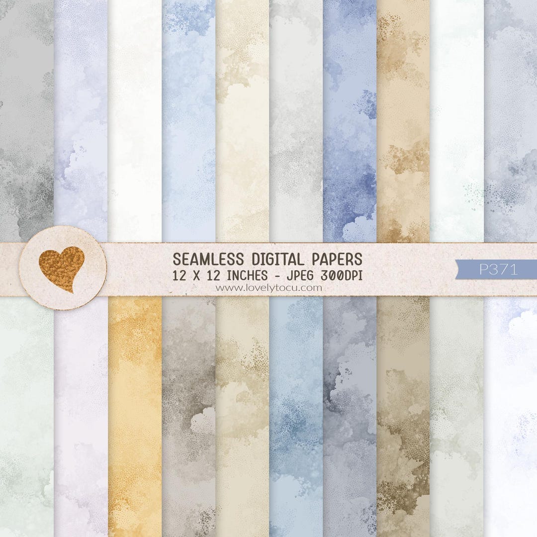 Spring Bluebell Palette Digital Papers, 20 Seamless Grunge Textures ...