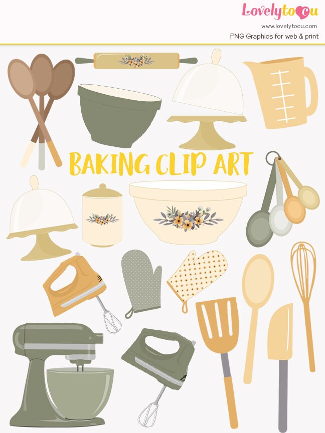 Embellishments Watercolor Baking Clipart Baking Set Kitchen Utensils ...