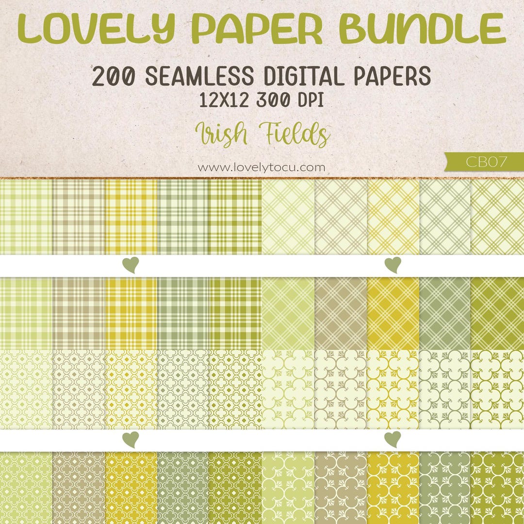 Seamless Digital Paper Bundle, 200 Color Palette Patterns, Scrapbooking ...