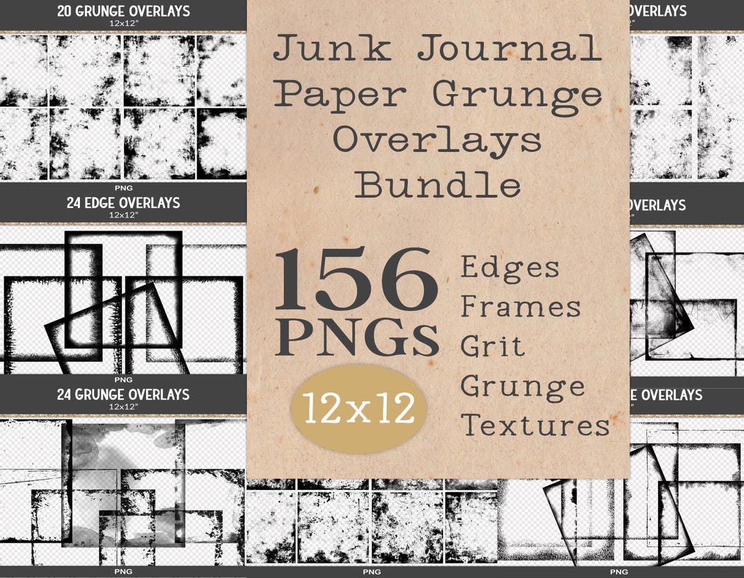 Square Page Frames and Grunge Texture Overlays, 156 Vignette Frame ...