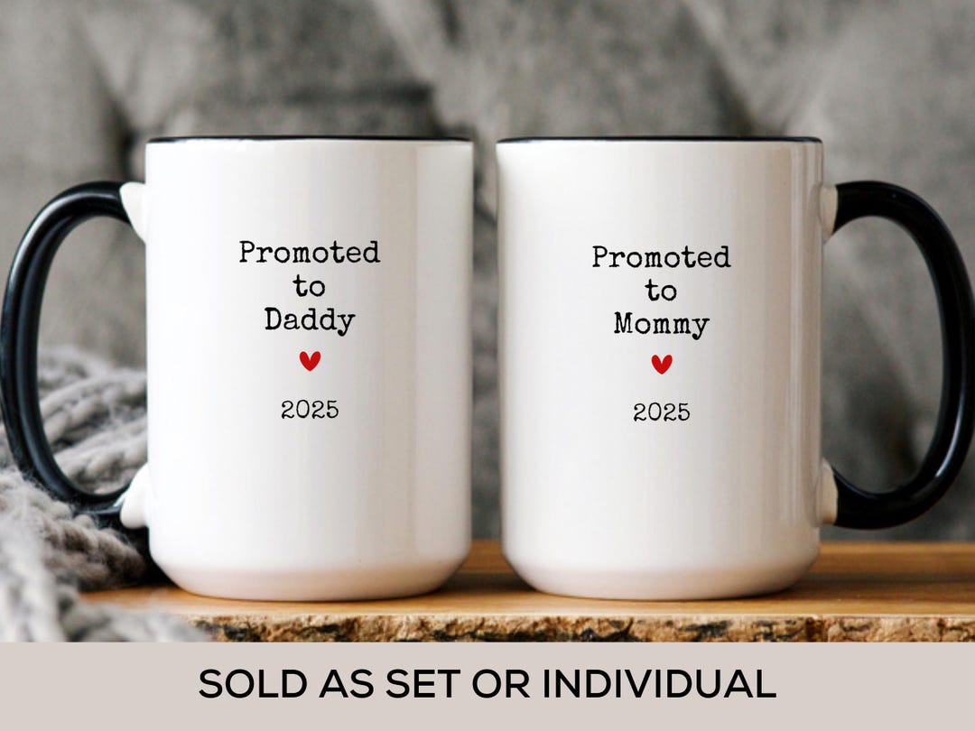 New Parents Congratulations Gift Promoted to Daddy and Mommy Custom Mug ...