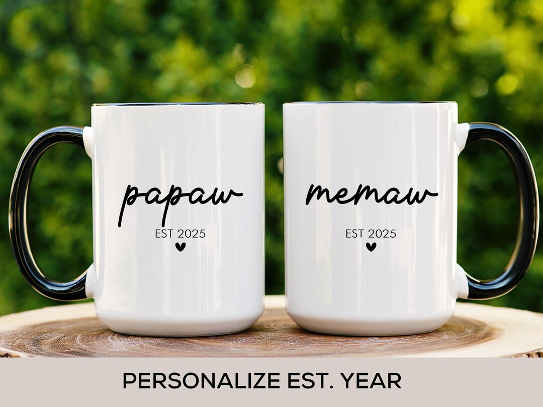Papaw and Memaw Mugs New Grandma Grandpa Gift From Baby Promoted to ...