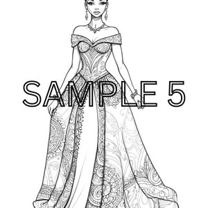 Glamorous Gowns Coloring Pages, Digital Download Single Page- 10 to ...