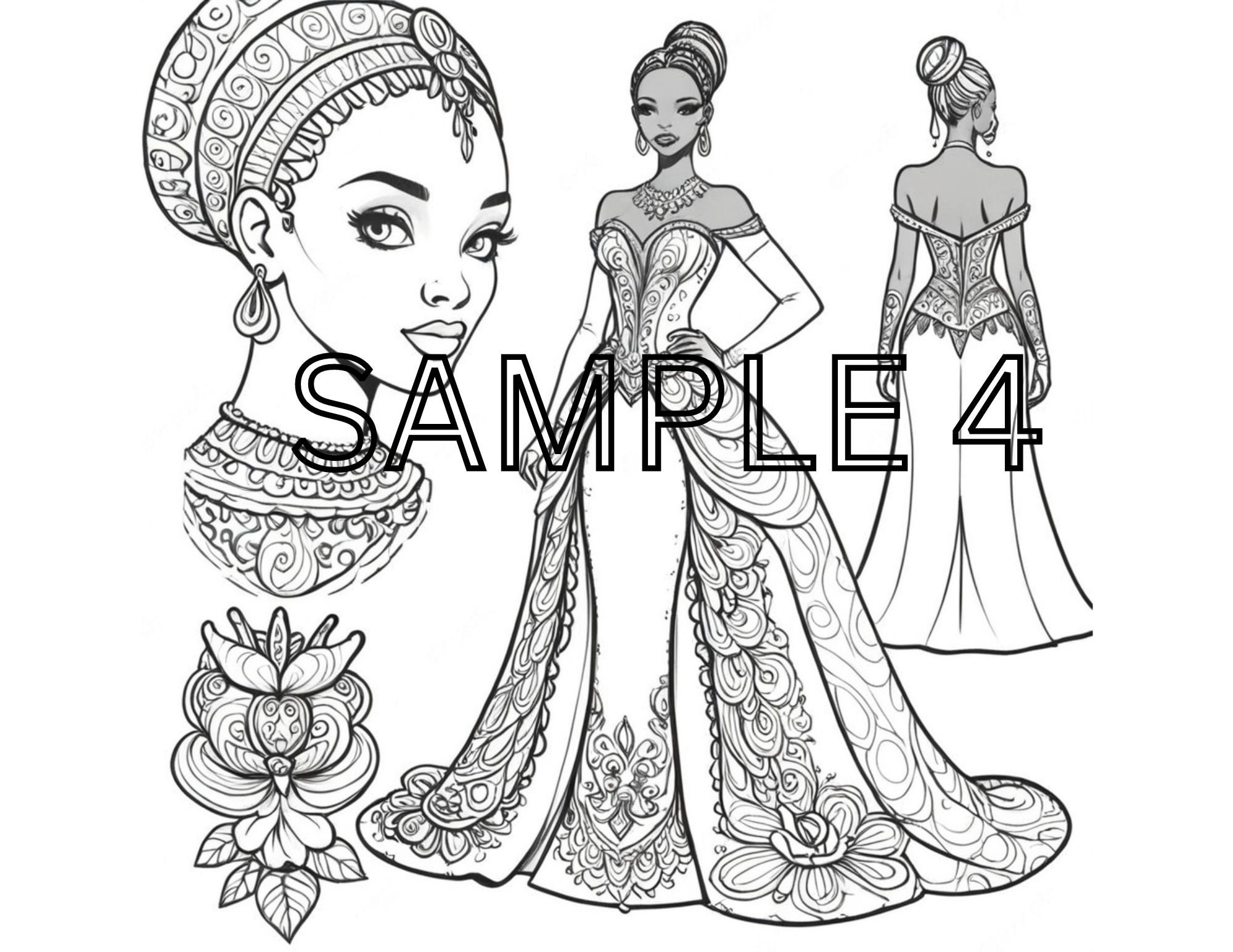 Glamorous Gowns Coloring Pages, Digital Download Single Page- 10 to ...