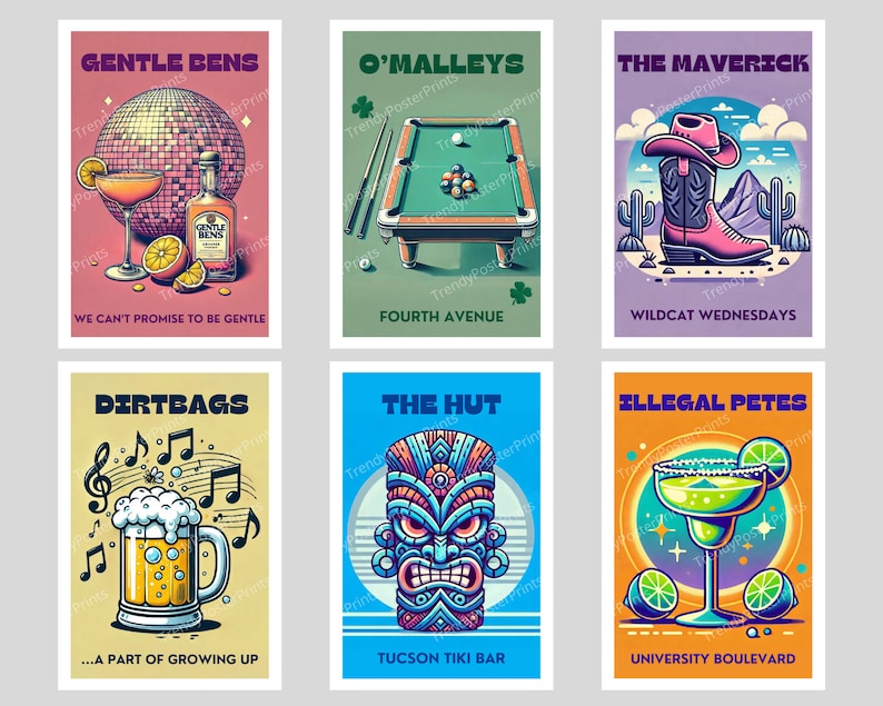 University of Arizona Bar Posters - Etsy