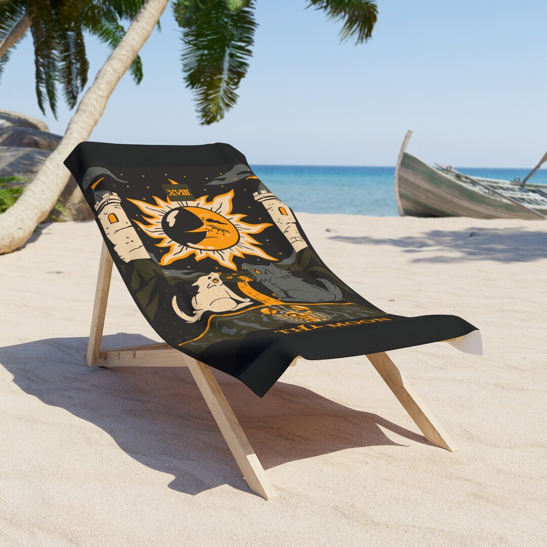 Moon Tarot Card Beach Towel - Mystical Lunar Design, Summer Sunbathing ...