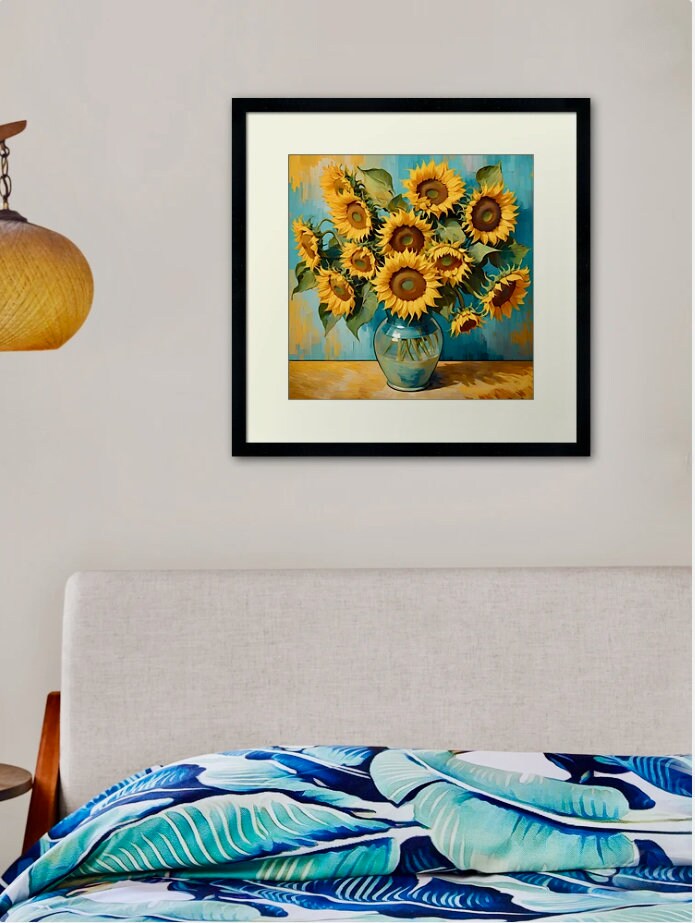 Original Sunflower Paintings Inspired by Van Gogh. Yellow Flower 25 ...