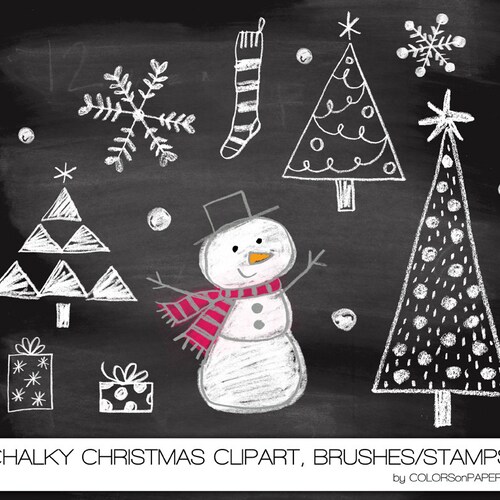 Christmas Chalk Doodles Clipart Commercial Use Vector - Etsy