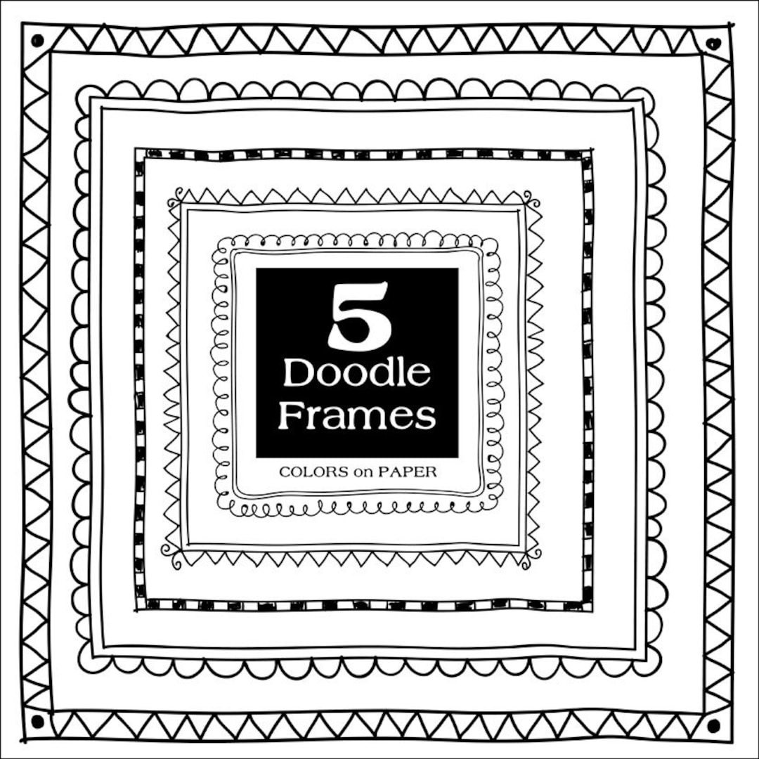 5 Digital Doodle Frames. Instant Download. Photoshop Brushes & Stamps ...