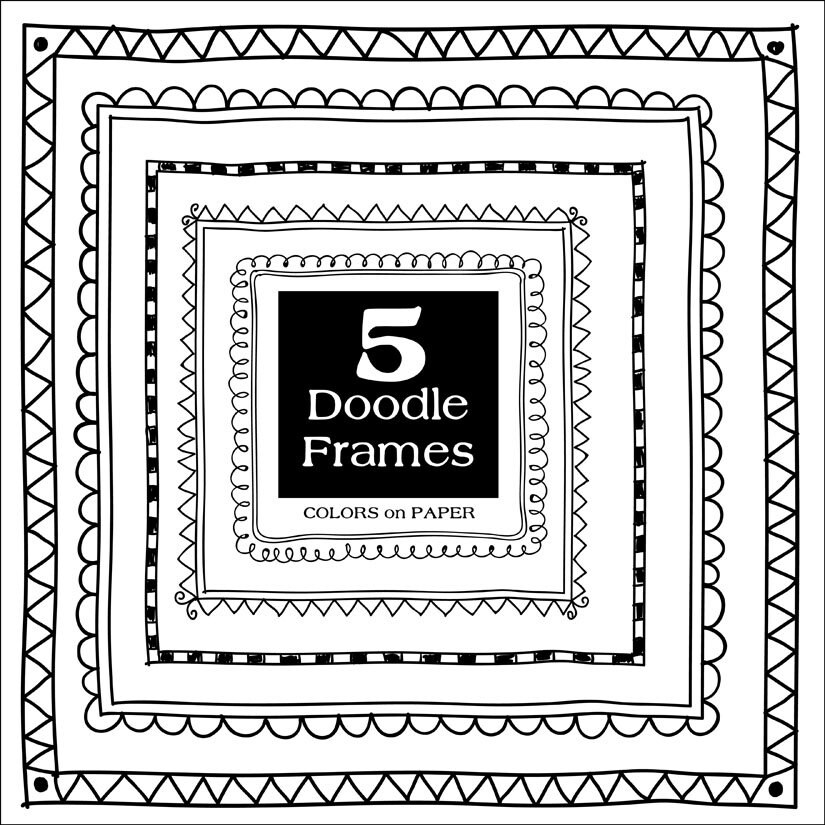5 Digital Doodle Frames. Instant Download. Photoshop Brushes & Stamps ...