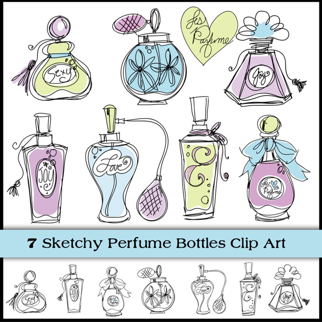 Perfume Bottle Doodles. Instant Download. Digital Clipart, Brushes ...