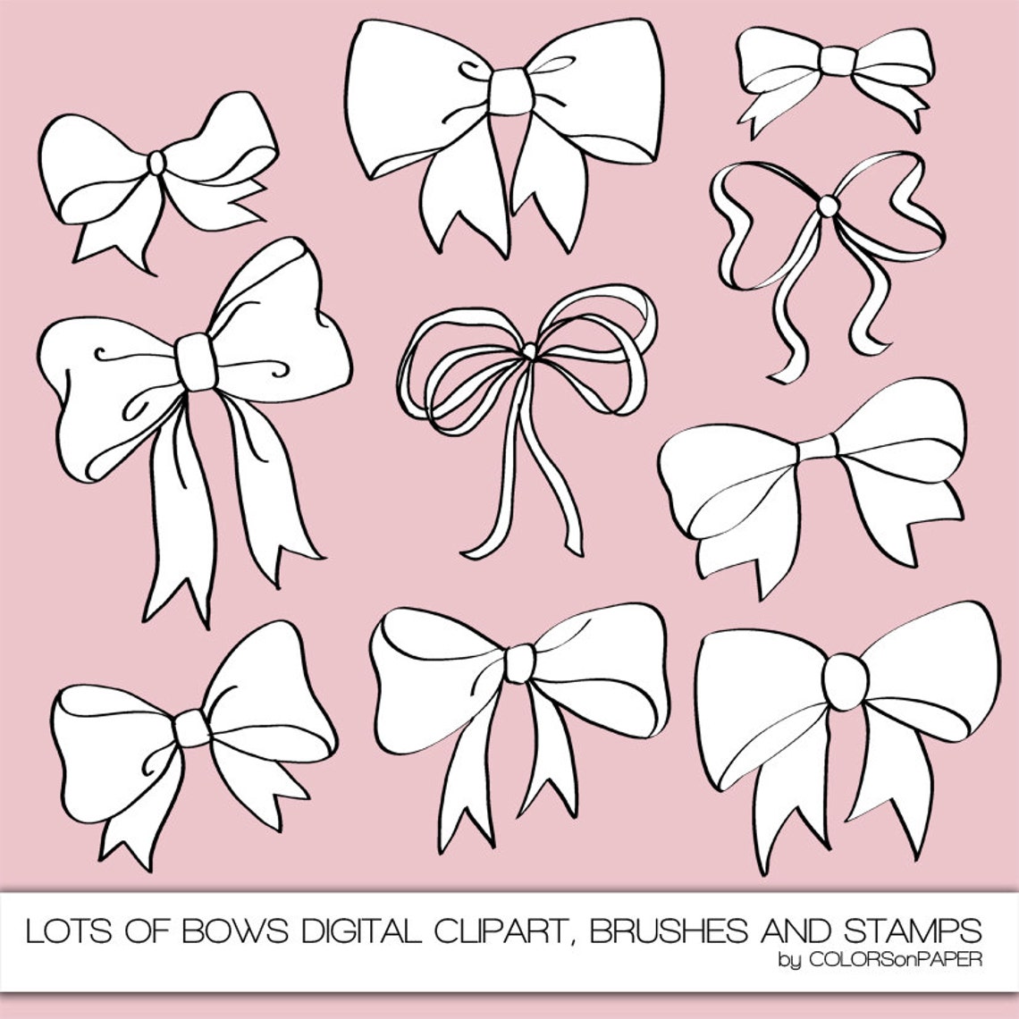Clipart Bows. Set of 10. Digital Clipart Bows, Photoshop Brushes ...