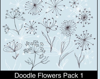 Hand Drawn Swirls Digital Clipart. Floral Clipart. Photoshop Brushes ...