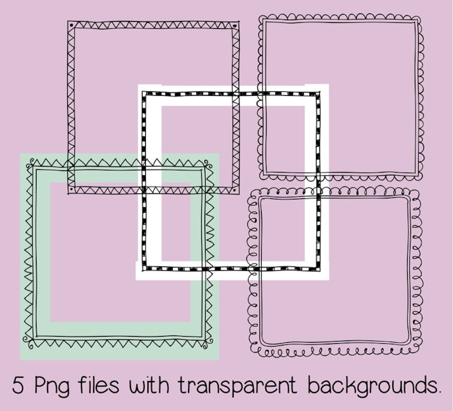 5 Digital Doodle Frames. Instant Download. Photoshop Brushes & Stamps ...