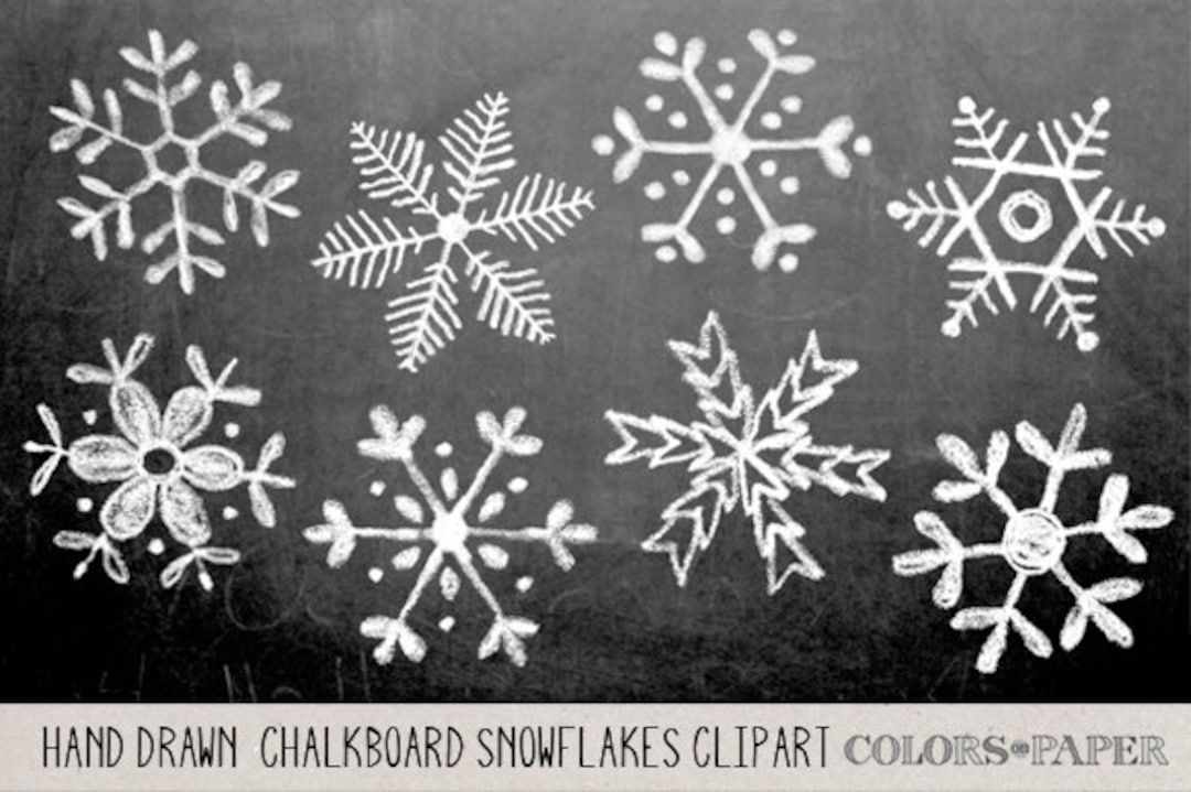 Chalkboard Hand Drawn Snowflakes Clipart, Photoshop Brushes and Stamps ...