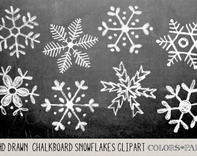 Chalkboard Hand Drawn Snowflakes Clipart Photoshop Brushes - Etsy