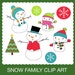Christmas Digital Clipart Cute Snow Family with tree and | Etsy