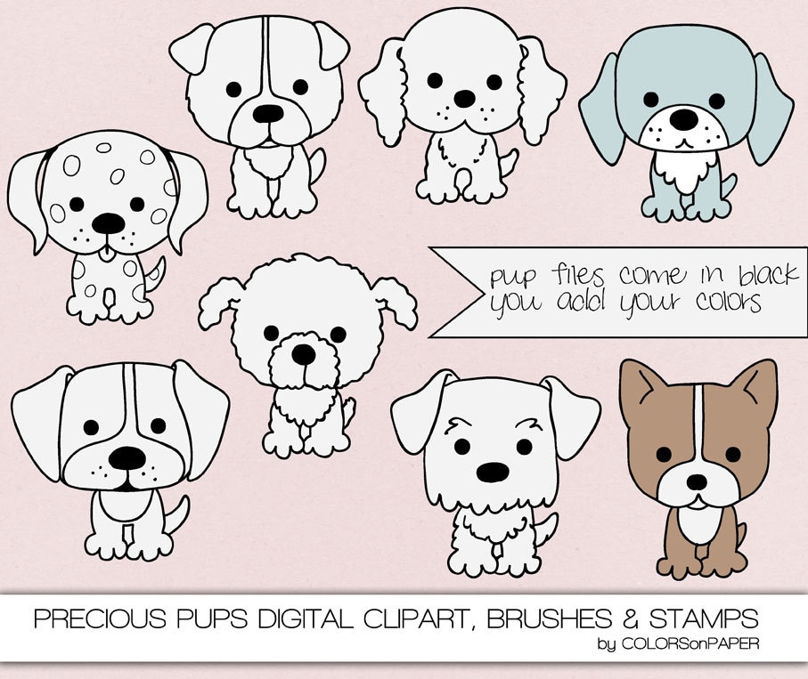 So Cute. Precious Puppies Digital Clipart, Brushes and Stamps. Png ...
