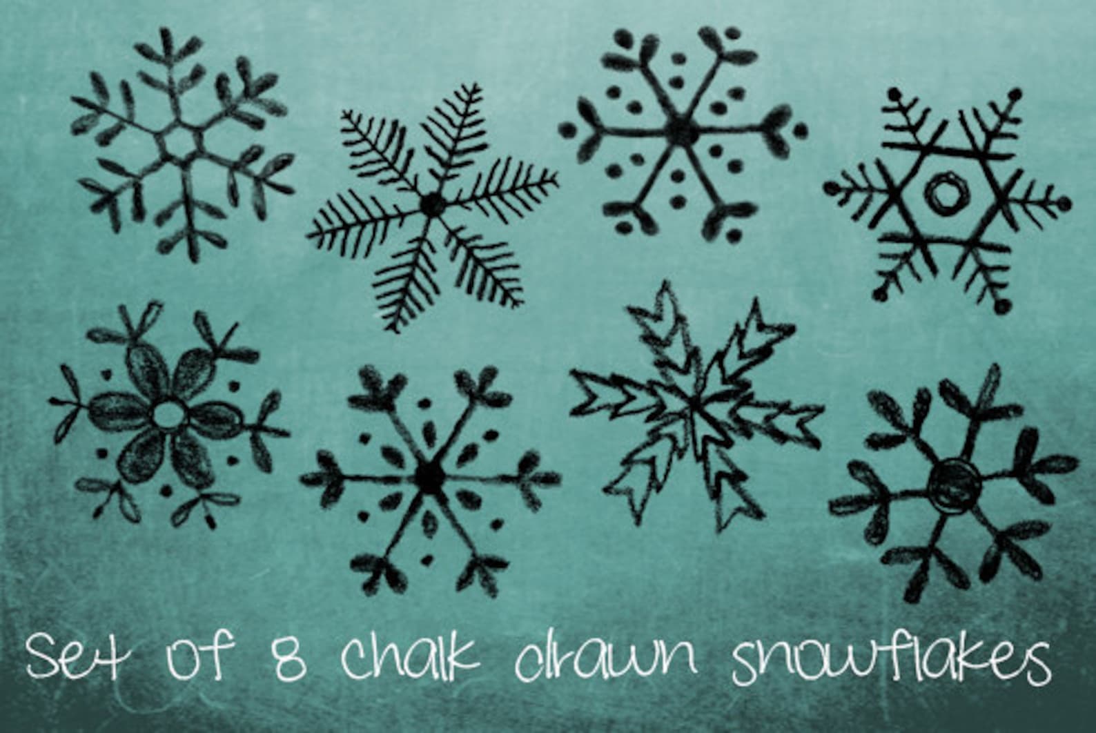 Chalkboard Hand Drawn Snowflakes Clipart, Photoshop Brushes and Stamps ...