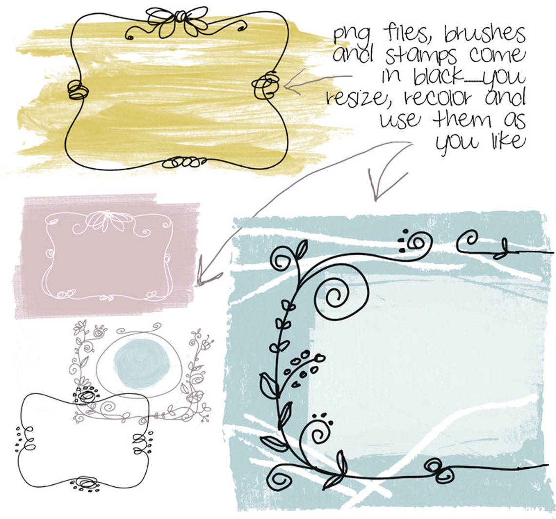 Digital Doodle Frames. Digital Stamps. Digital Frames. Digital - Etsy